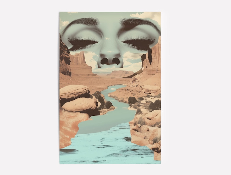 Surreal Desert Collage Print: Feminine Southwestern Landscape Art - Etsy