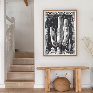 Saguaro Cactus Print: Black and White Southwestern Desert Art - Etsy