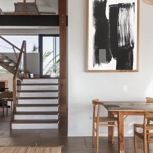 Obsidian Pulse II Minimalist Black Abstract Brushstroke Art Print Bold ...