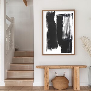Obsidian Pulse II - Minimalist Black Abstract Brushstroke Art Print ...