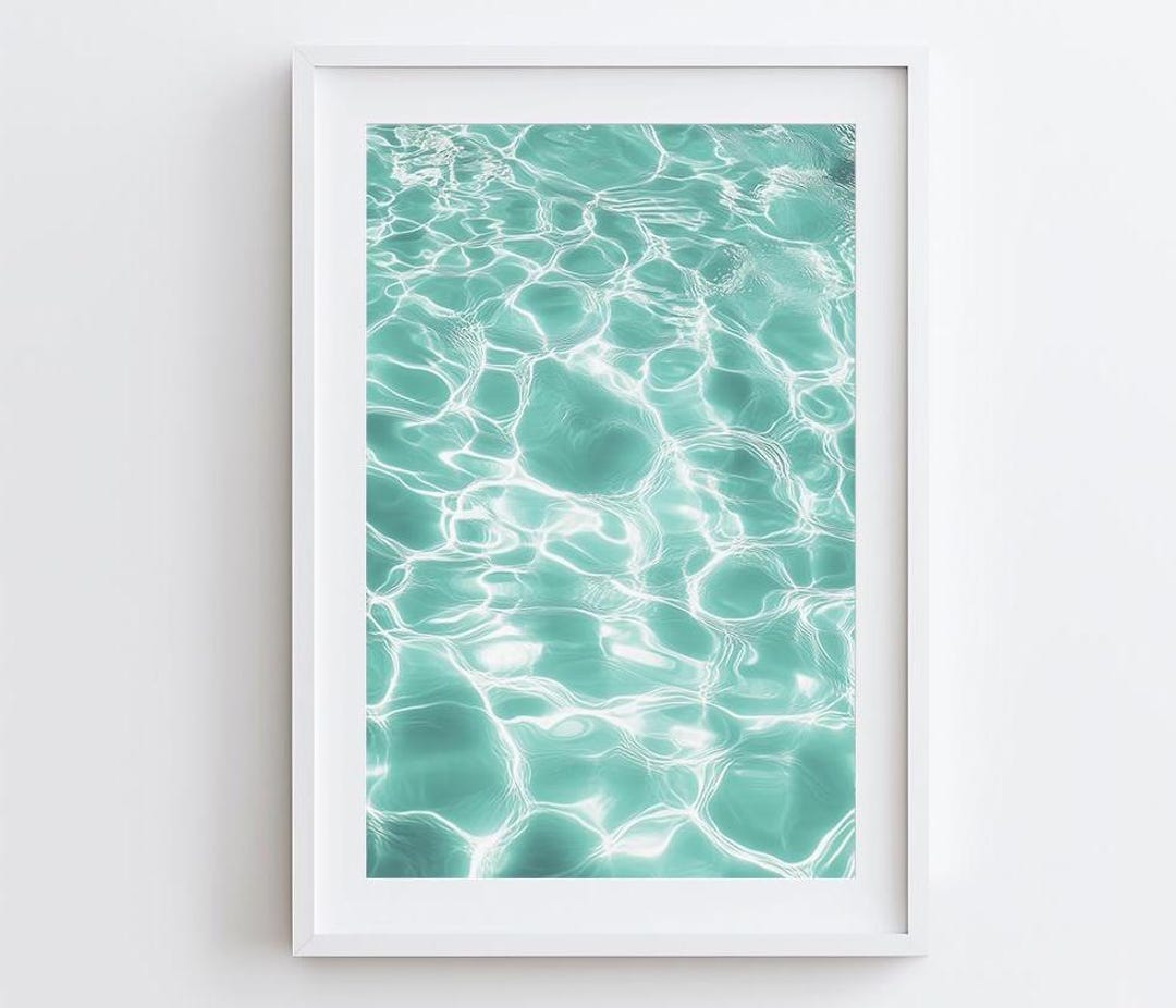 Minimalist Turquoise Pool Water Art Print: Coastal Wall Decor - Etsy
