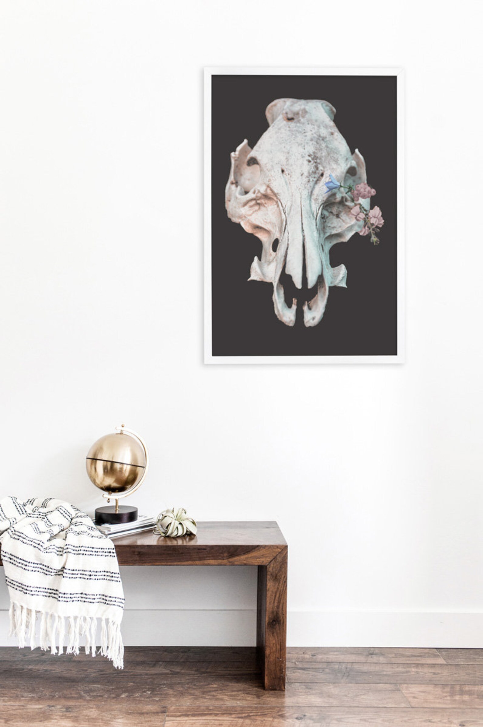 Cow Skull Print, Large Wall Art, Printable Art, Instant Download, Black ...