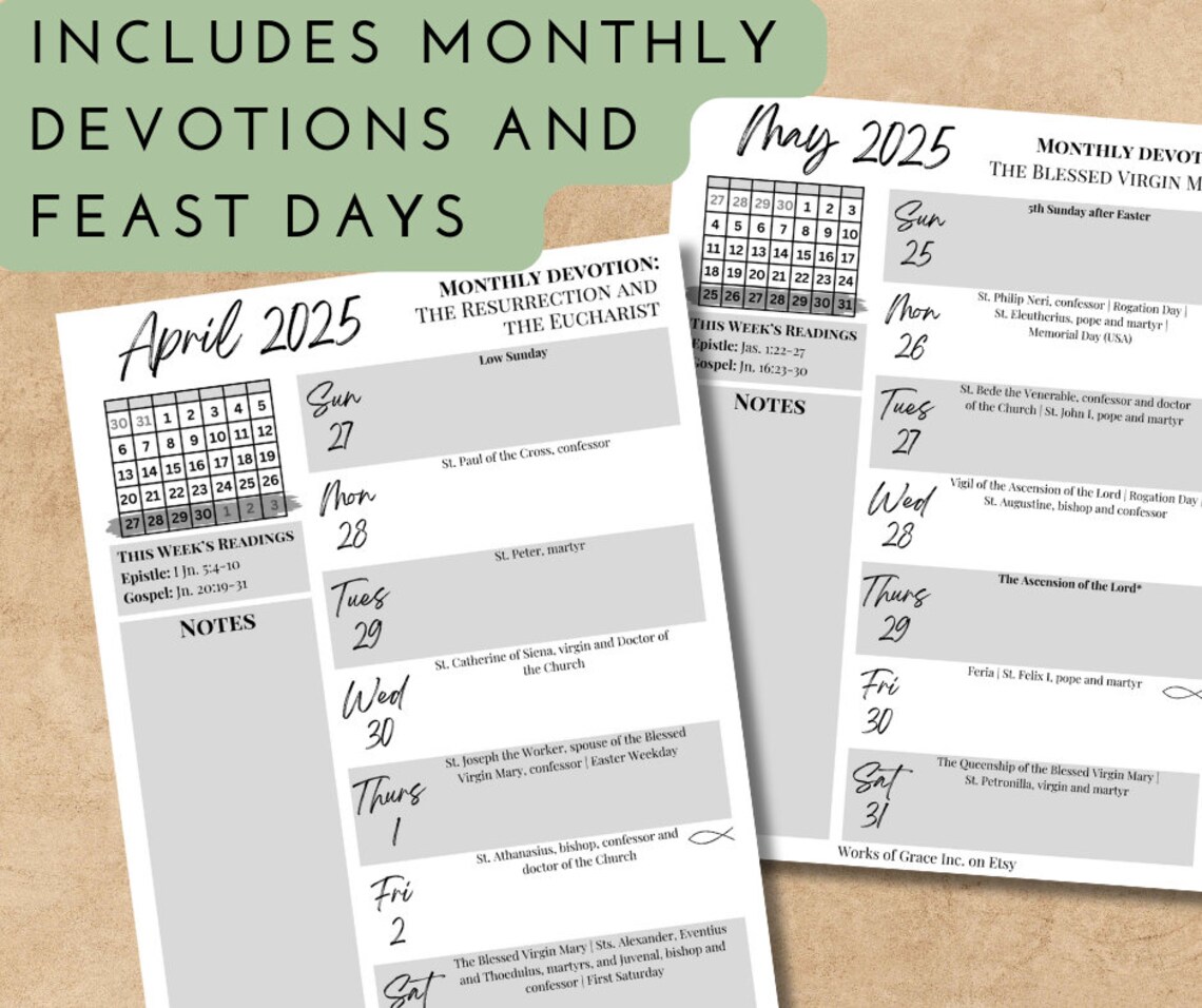 Printable 2025 Traditional Catholic Weekly Planner | Liturgical ...