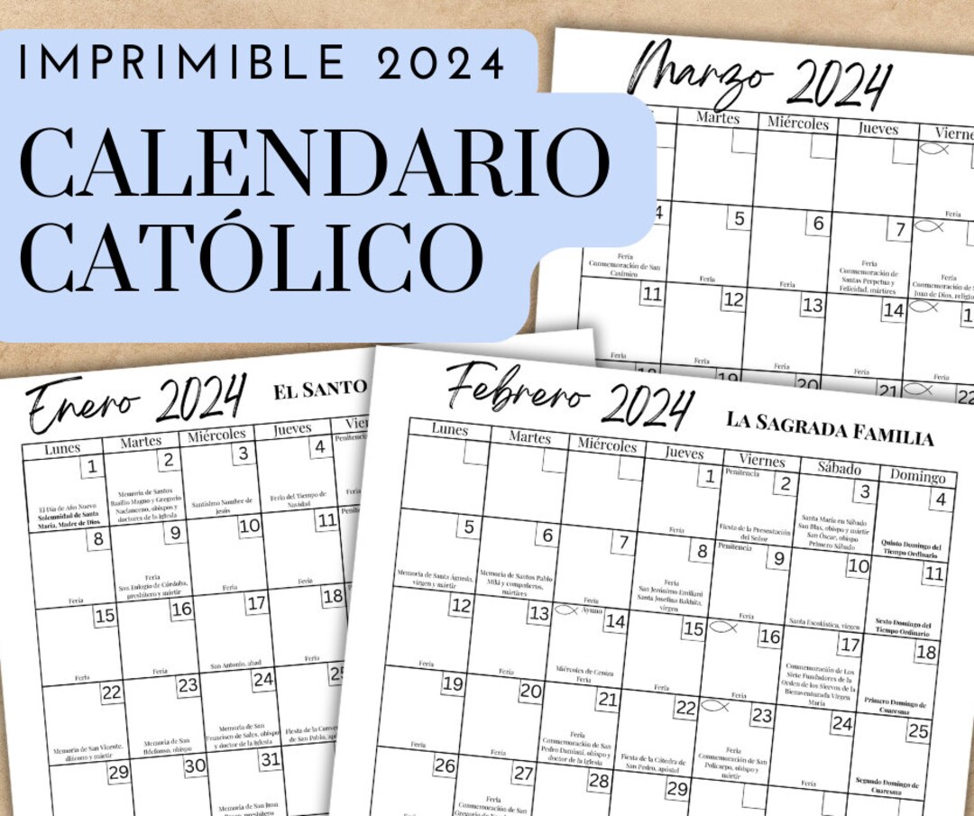 Imprimible 2024 Calendario Católico Agenda Litúrgica PDF Descarga - Etsy