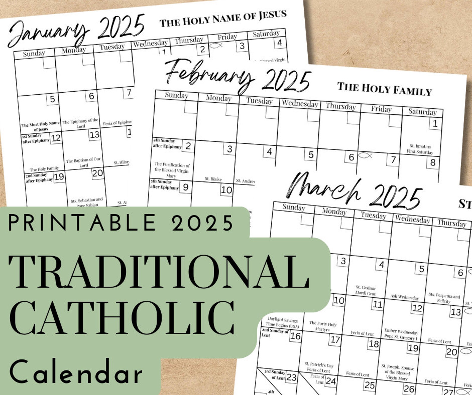 Printable 2025 Traditional Catholic Calendar Liturgical Calendar ...