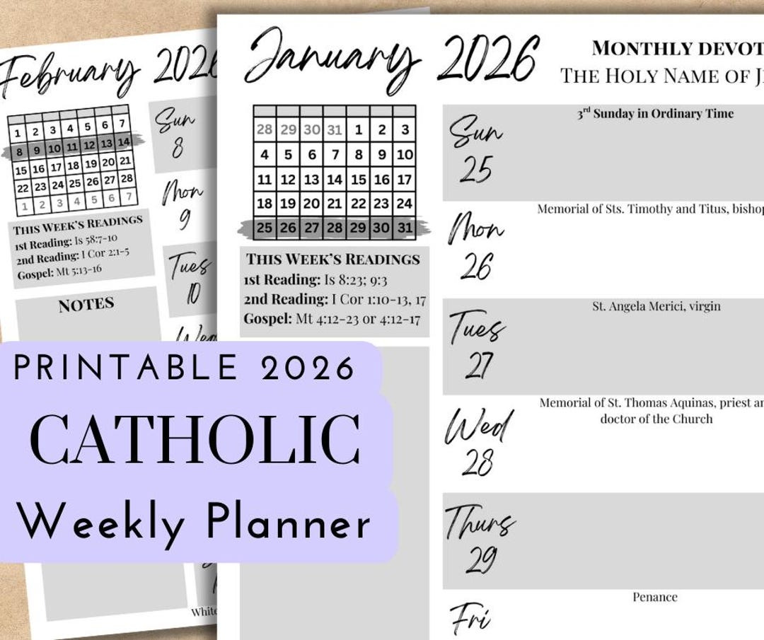 Printable 2026 Weekly Catholic Planner | Liturgical Calendar ...