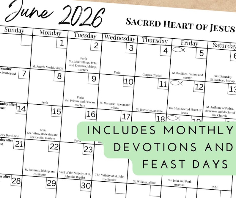 2026 Traditional Catholic Calendar | Liturgical Planner With Feast Days ...