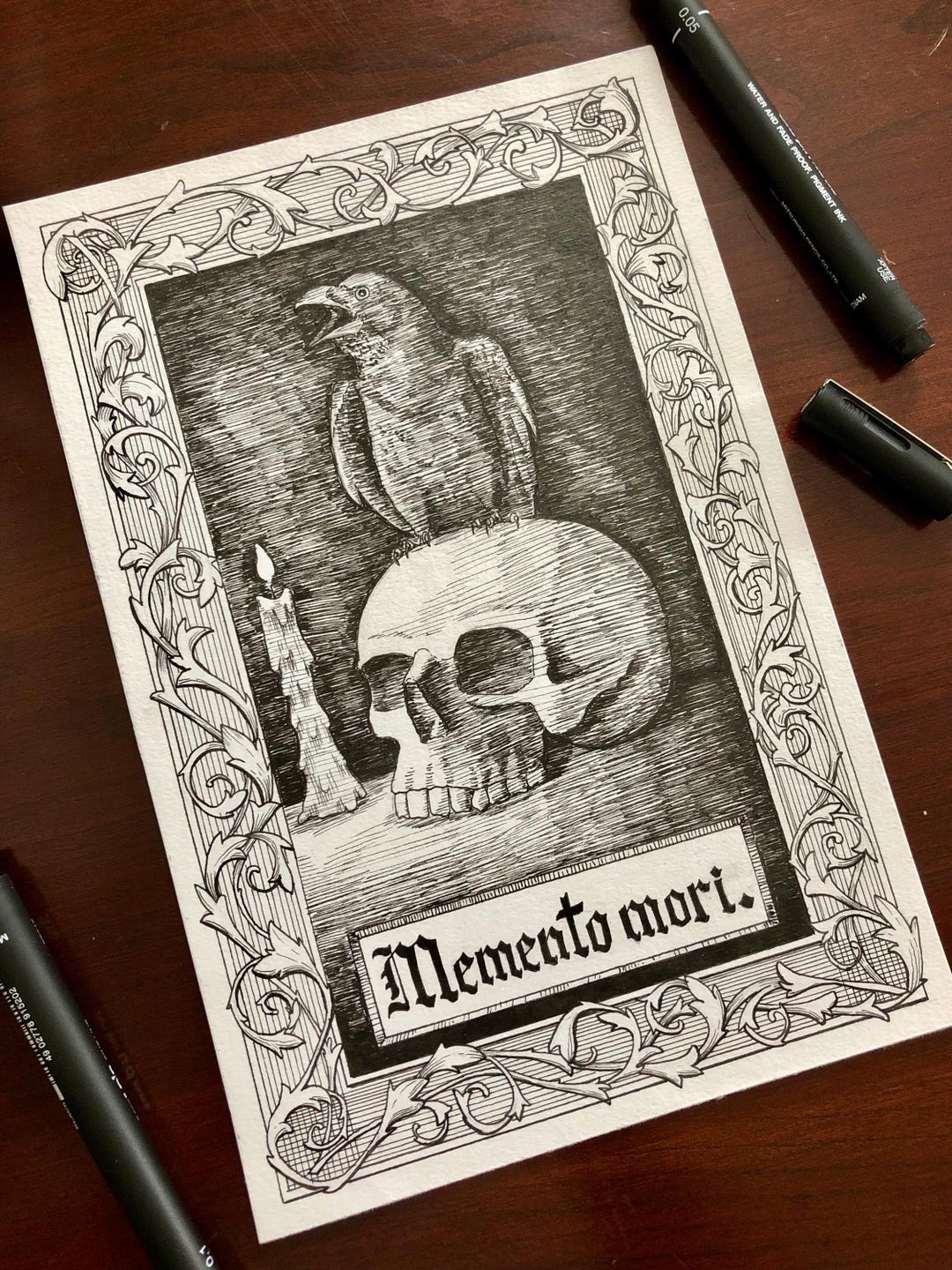 Memento Mori | Pen and Ink Art Print | Spooky Matte Poster - Etsy