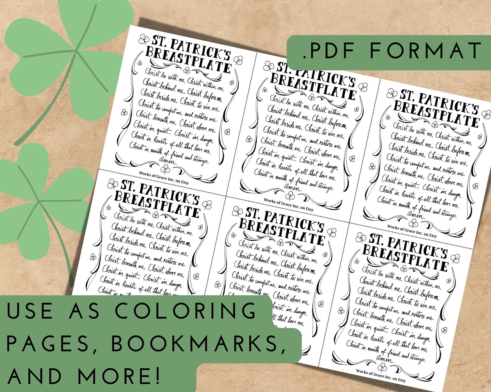 Printable St. Patrick's Breastplate Prayer Cards | Downloadable .PDF ...
