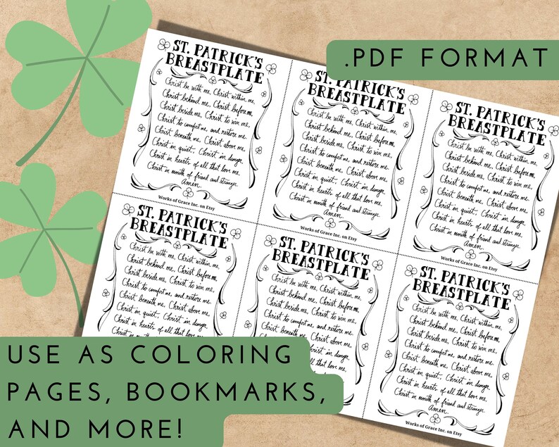 Printable St. Patrick's Breastplate Prayer Cards (PDF Download) - Etsy