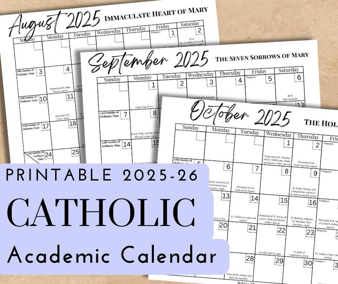 Printable 2025-26 Academic Catholic Calendar | Liturgical Planner With ...