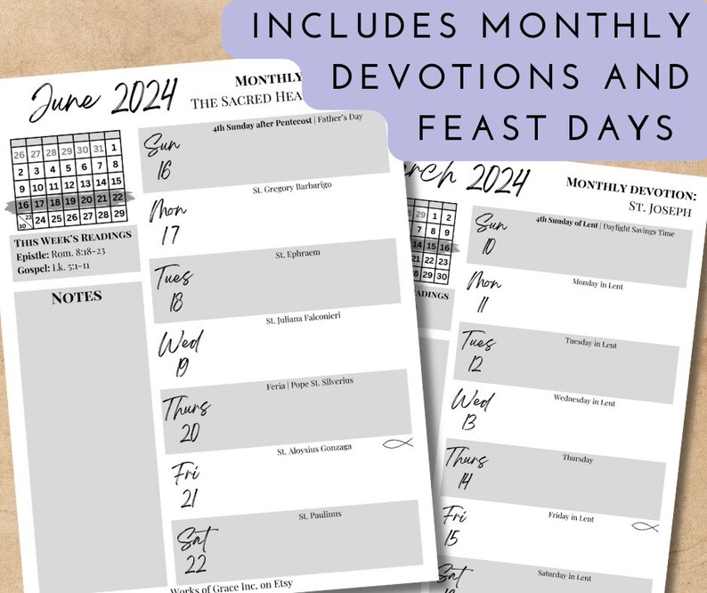 Printable 2024 Traditional Catholic Weekly Planner Downloadable .PDF ...