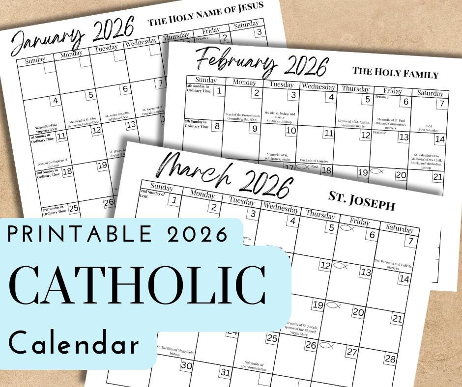 Printable 2026 Catholic Calendar | Liturgical Planner With Feast Days ...