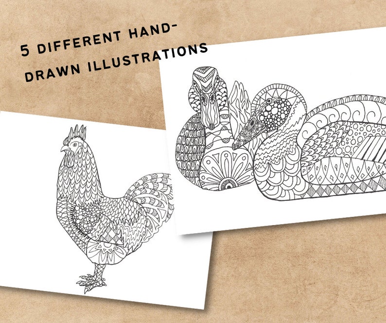 Multi-pack Farm Animal Coloring Pages Adult Coloring Pages Zentangle ...