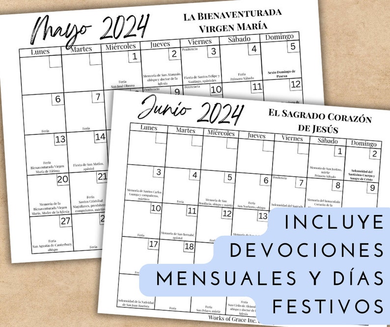 Imprimible 2024 Calendario Católico Agenda Litúrgica PDF Descarga - Etsy