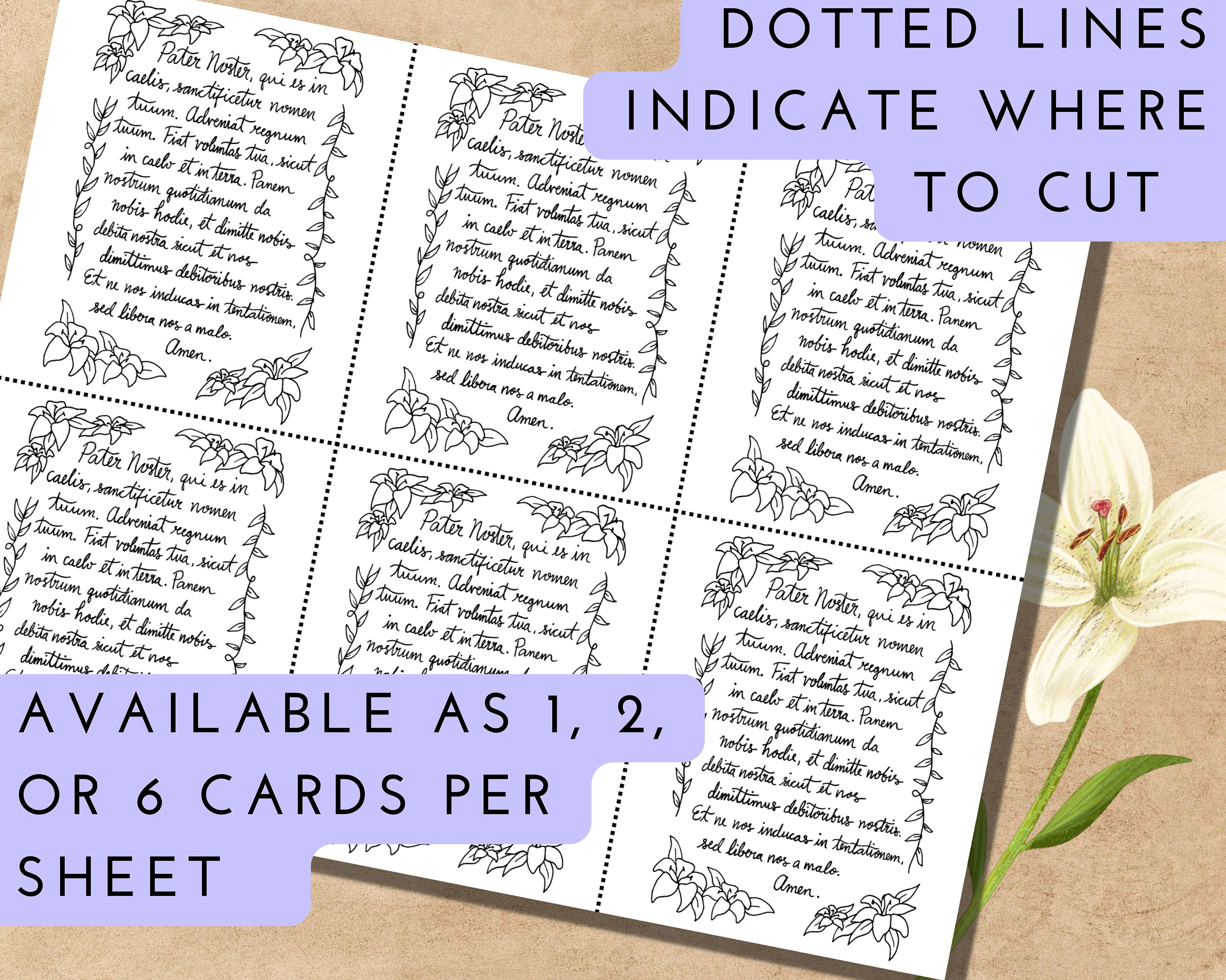 Printable Pater Noster Latin Prayer Cards | Downloadable .PDF File ...