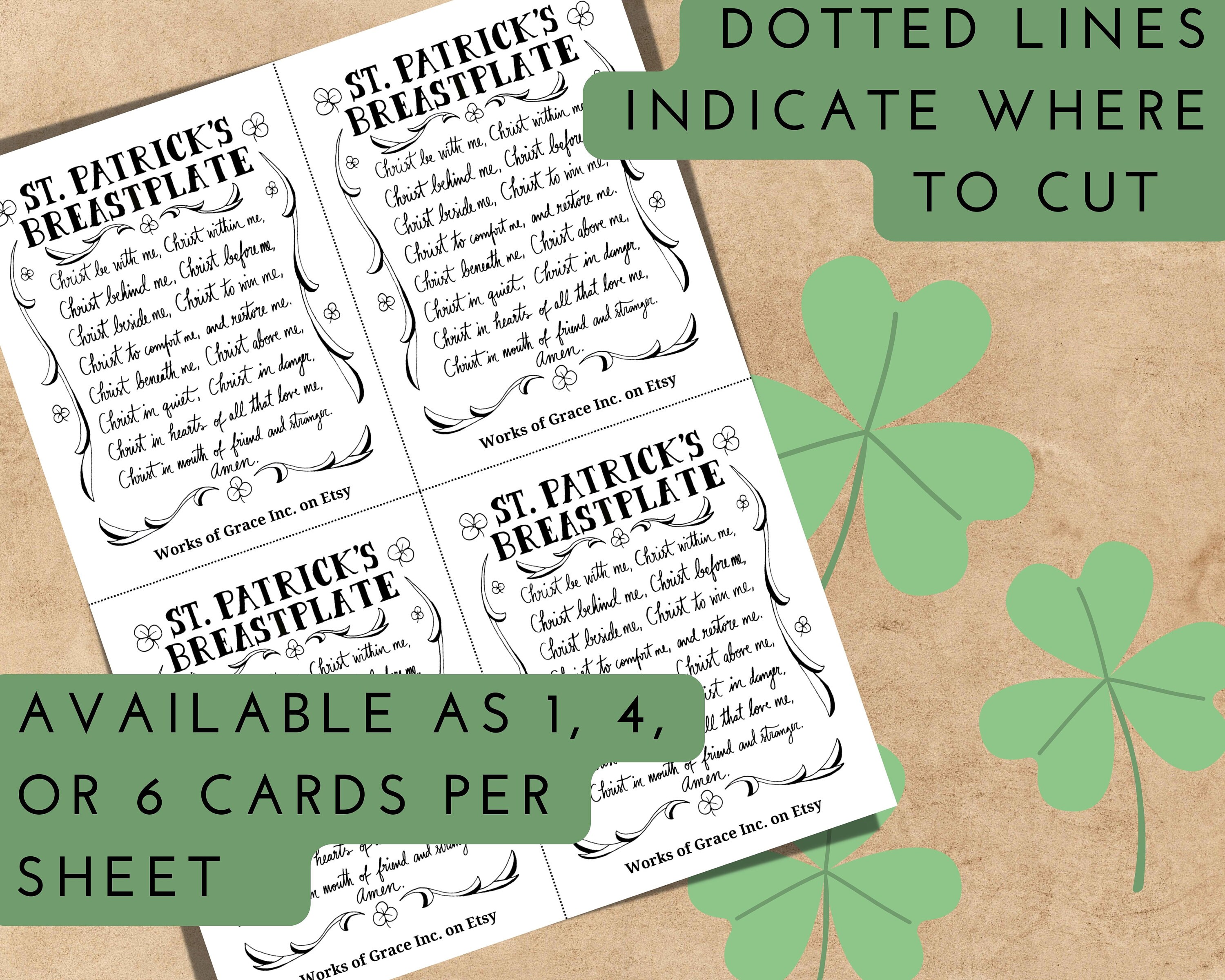 Printable St. Patrick's Breastplate Prayer Cards (PDF Download) - Etsy
