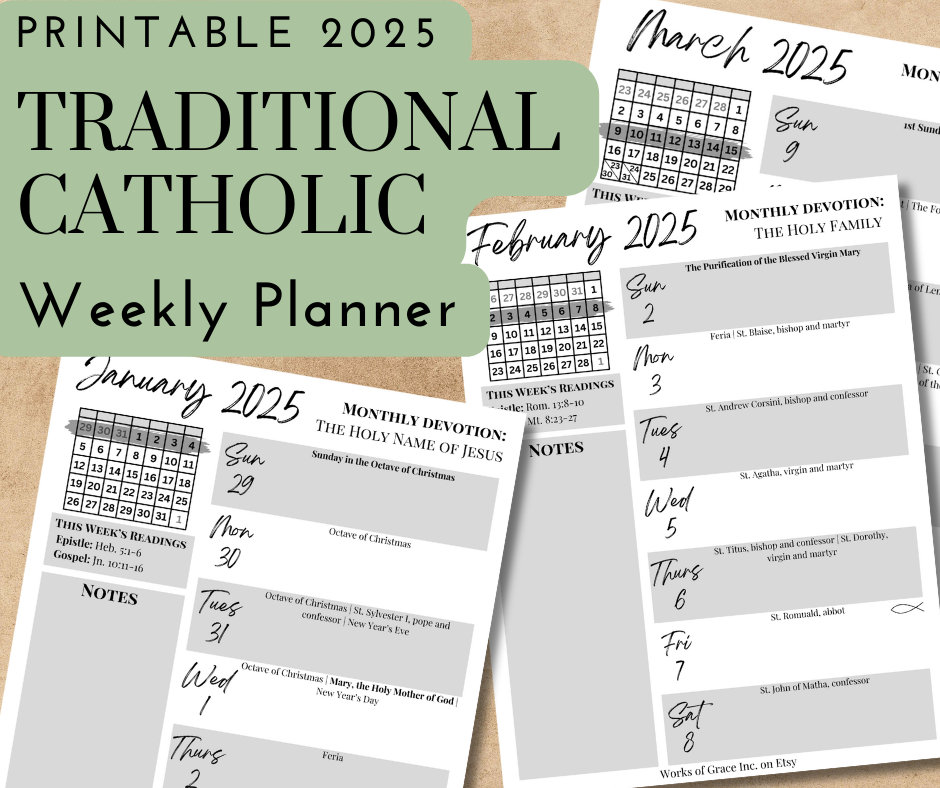 Printable 2025 Traditional Catholic Weekly Planner | Liturgical ...