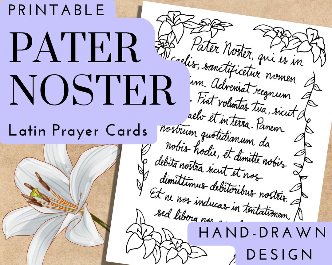 Printable Pater Noster Latin Prayer Cards Downloadable .PDF File ...