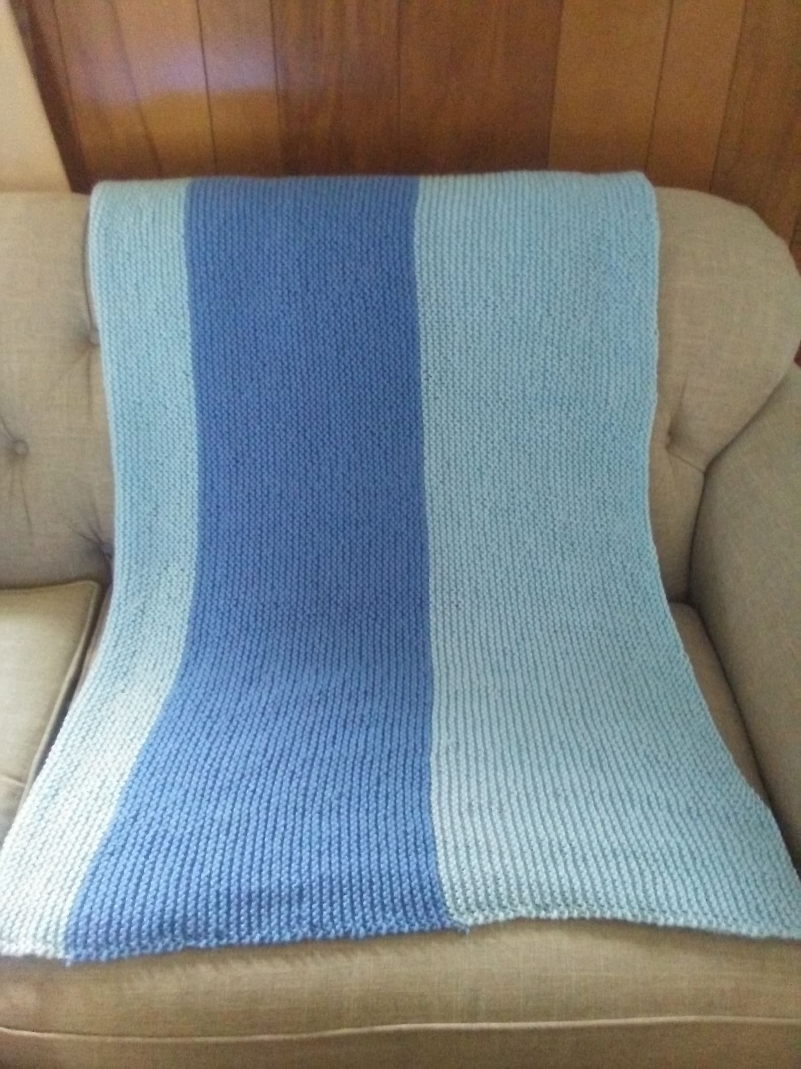 Pretty Periwinkle and Light Blue Handmade Knit Afghan Couch | Etsy