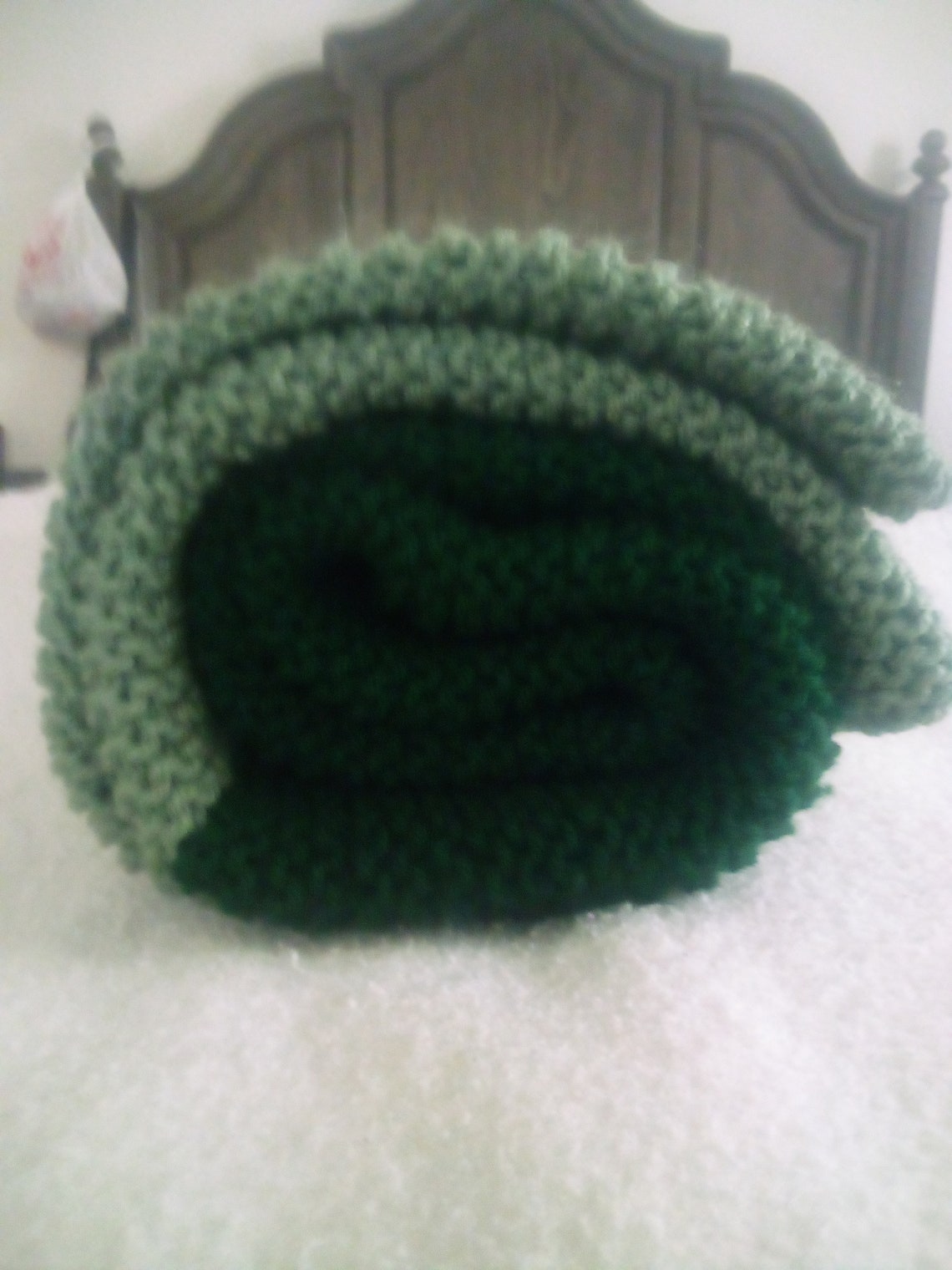 Christmas Gift Idea Hunter Green, Light Sage Afghan, Blanket, Throw ...