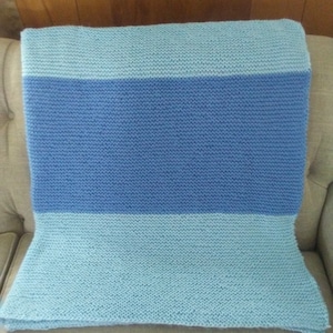 Pretty Periwinkle and Light Blue Handmade Knit Afghan Couch | Etsy