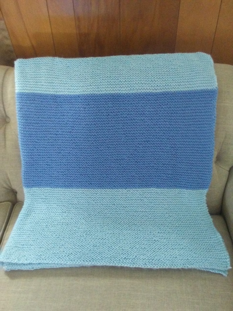 Pretty Periwinkle and Light Blue Handmade Knit Afghan Couch Throw ...