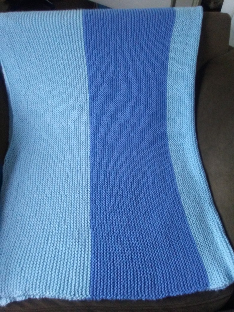 Pretty Periwinkle and Light Blue Handmade Knit Afghan Couch Throw ...