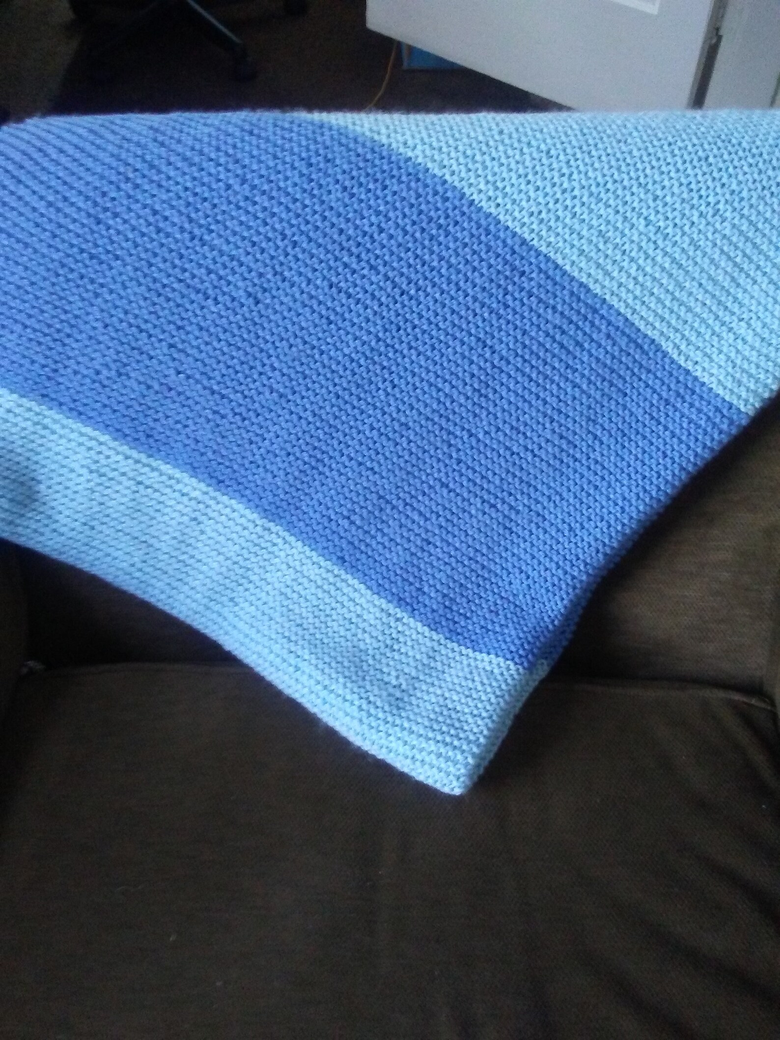 Pretty Periwinkle and Light Blue Handmade Knit Afghan Couch Throw ...