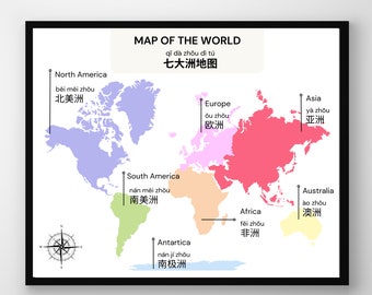 Numbers Poster Bilingual Chinese English Print. Learning Mandarin ...