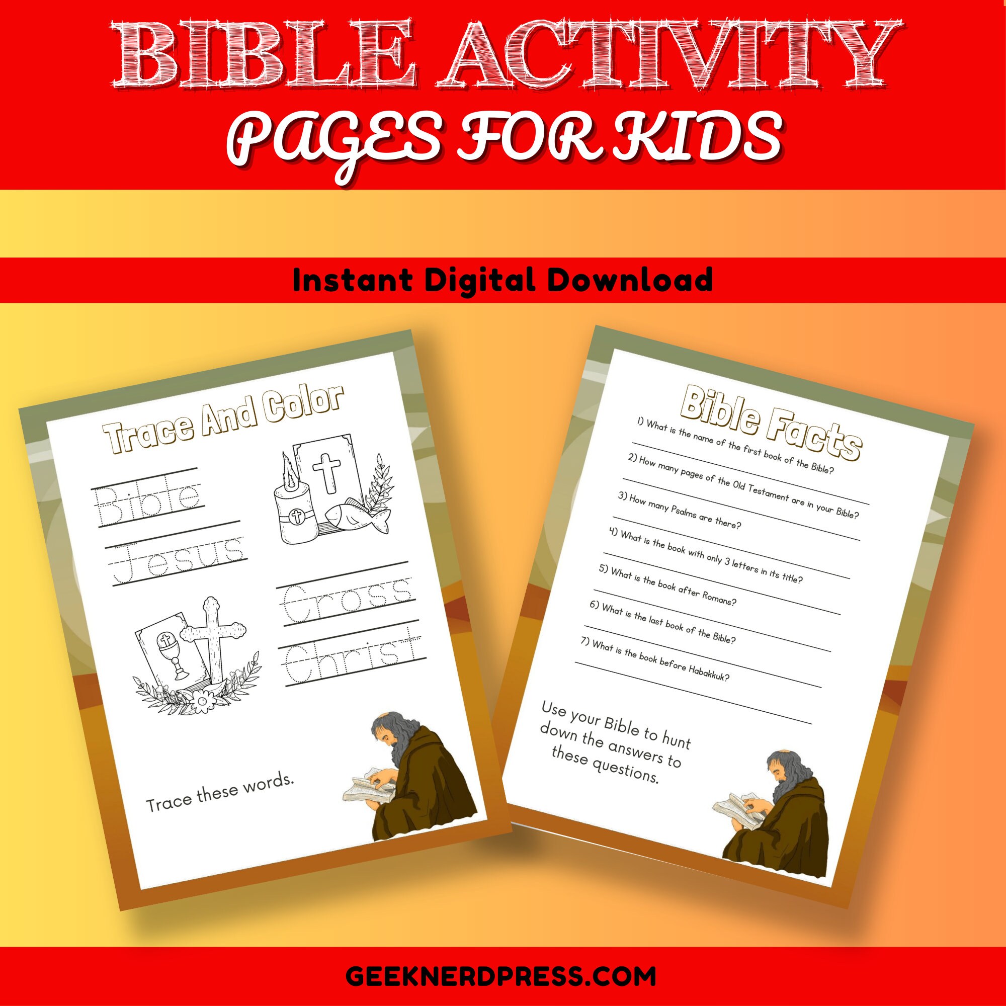Bible Activity Pages for Kids Party Game Fun Church Games Digital ...