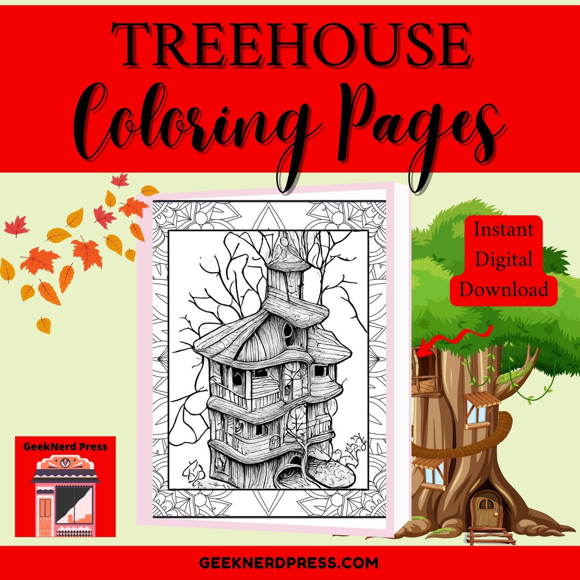 Treehouse Coloring Pages for Adults 20 Page Bundle/stress - Etsy