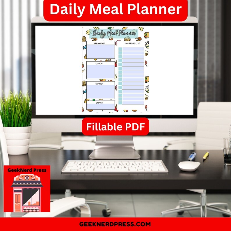 Daily Meal Planner Fillable Pdf/digital Meal Planner/editable Daily ...