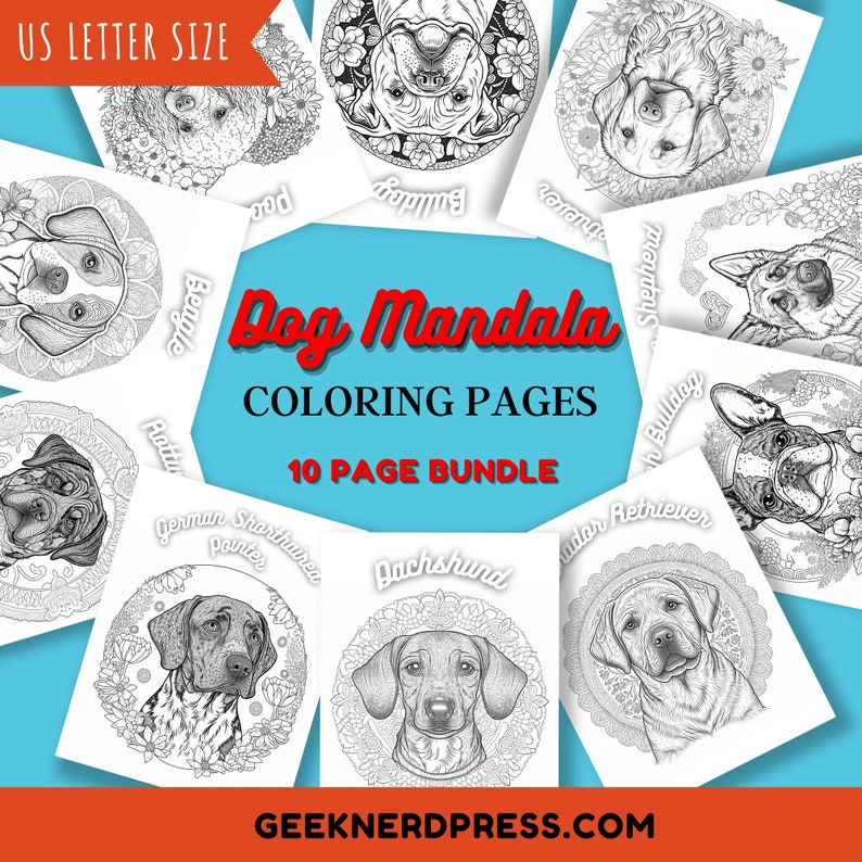Dog Mandala Coloring Pages/ Coloring Pages for Adults/ Gifts for Dog ...