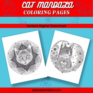 Cat Mandala Coloring Pages/ Coloring Pages for Adults/ Gifts for Cat ...