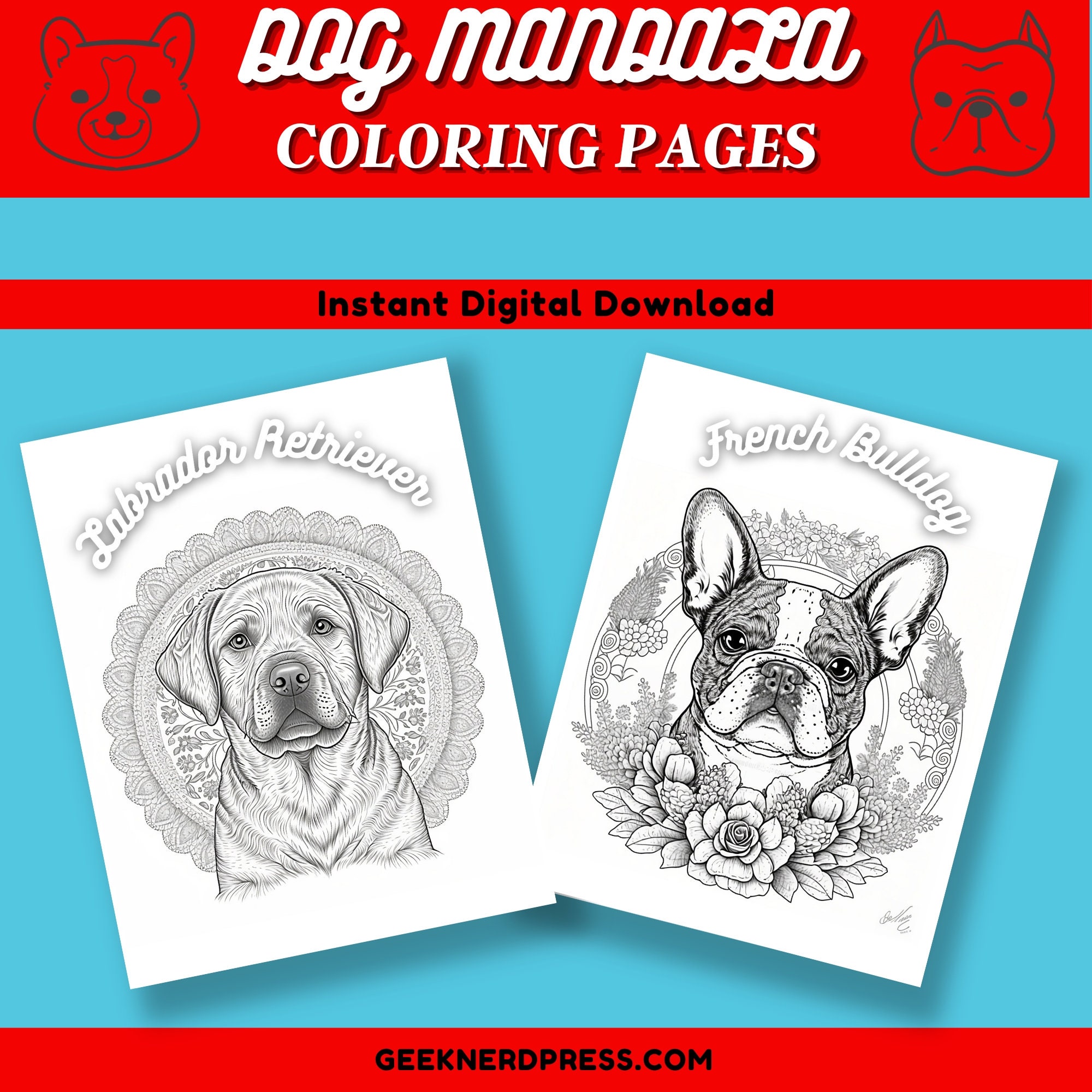 Dog Mandala Coloring Pages/ Coloring Pages for Adults/ Gifts for Dog ...