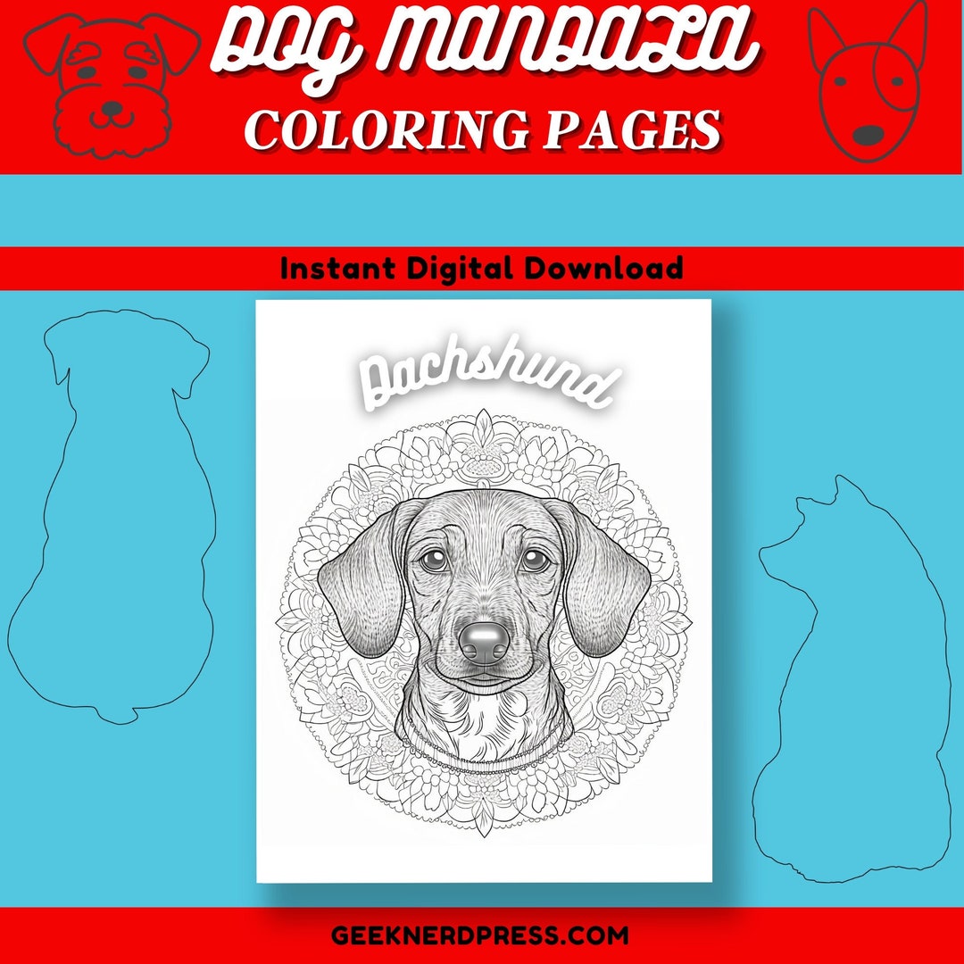 Dog Mandala Coloring Pages/ Coloring Pages for Adults/ Gifts for Dog ...