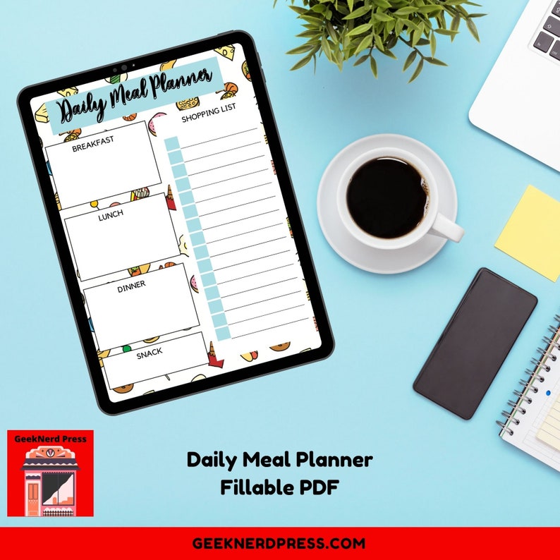 Daily Meal Planner Fillable Pdf/digital Meal Planner/editable Daily ...
