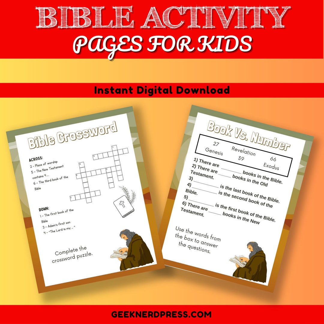 Bible Activity Pages for Kids | Party Game | Fun Church Games | Digital ...