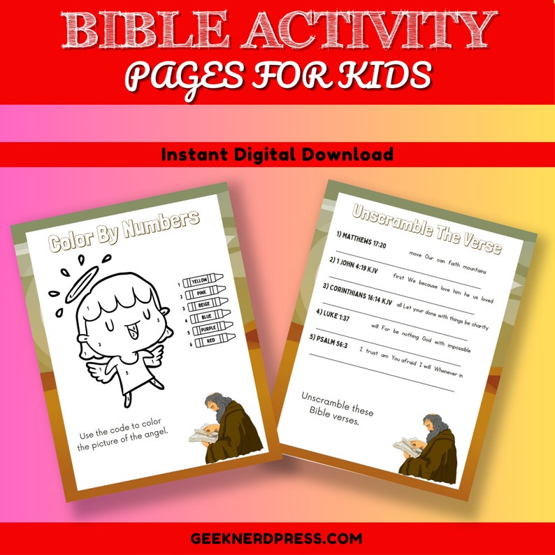 Bible Activity Pages for Kids | Party Game | Fun Church Games | Digital ...