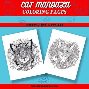 Cat Mandala Coloring Pages/ Coloring Pages for Adults/ Gifts for Cat ...