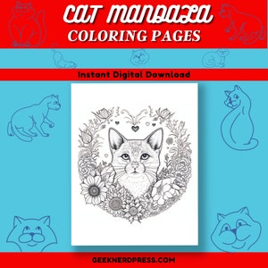 Cat Mandala Coloring Pages/ Coloring Pages for Adults/ Gifts for Cat ...