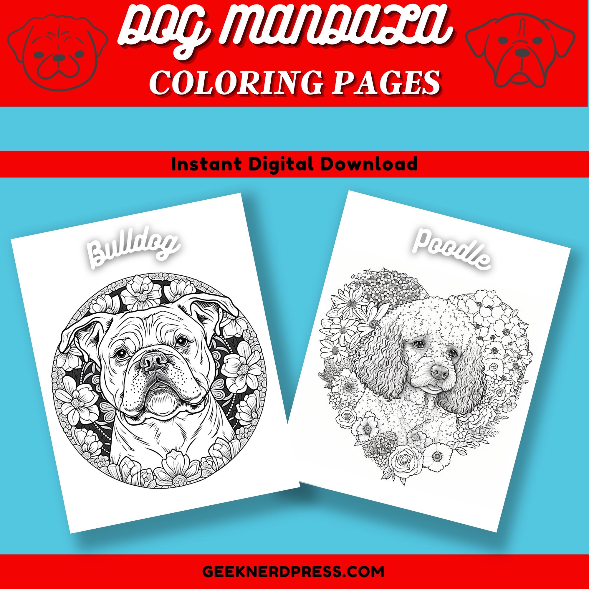 Dog Mandala Coloring Pages/ Coloring Pages for Adults/ Gifts for Dog ...