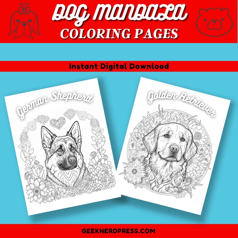 Dog Mandala Coloring Pages/ Coloring Pages for Adults/ Gifts for Dog ...