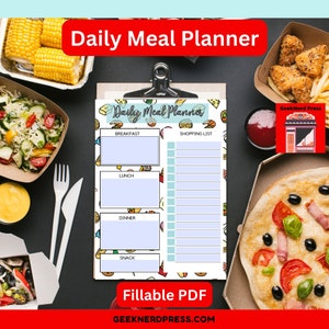 Daily Meal Planner Fillable Pdf/digital Meal Planner/editable Daily ...