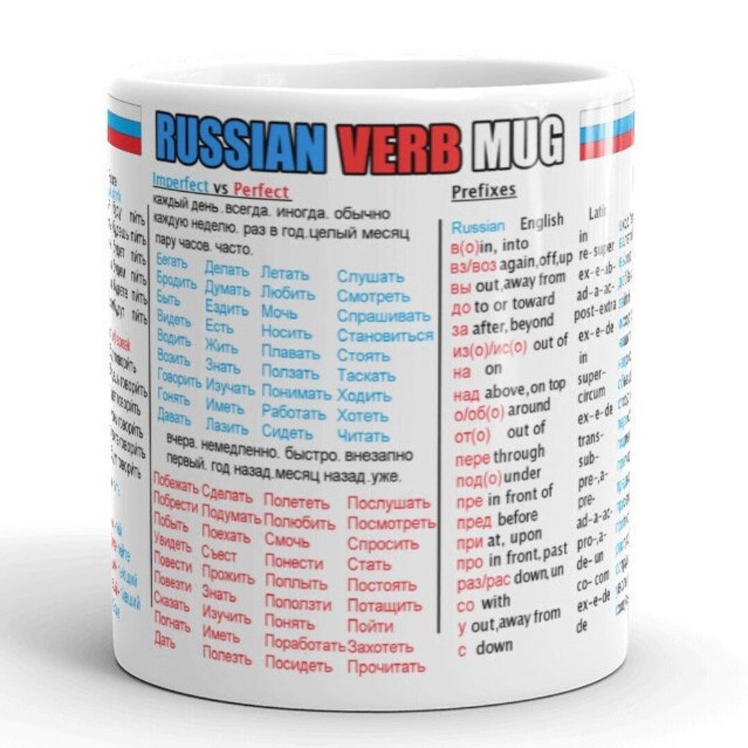 Russian Verb Mug With Prefixes, Imperfect Vs Perfect - Etsy