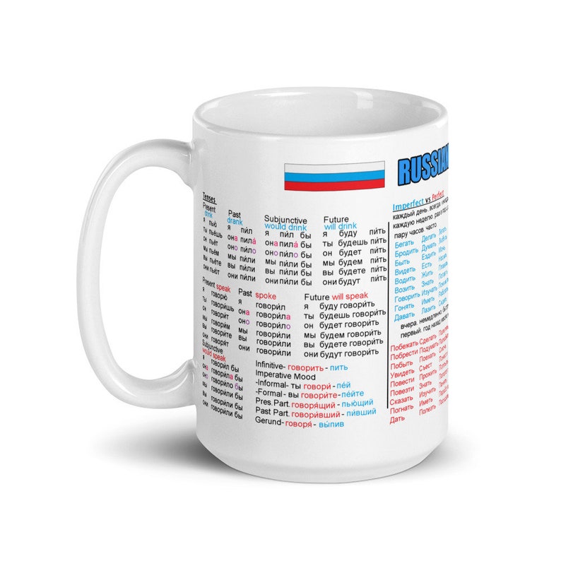 Russian Verb Mug With Prefixes, Imperfect Vs Perfect - Etsy