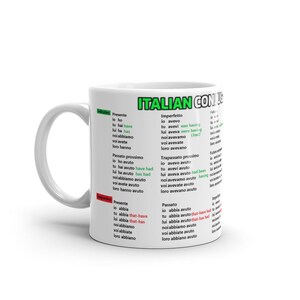 Italian Avere Conjugation Mug - Etsy