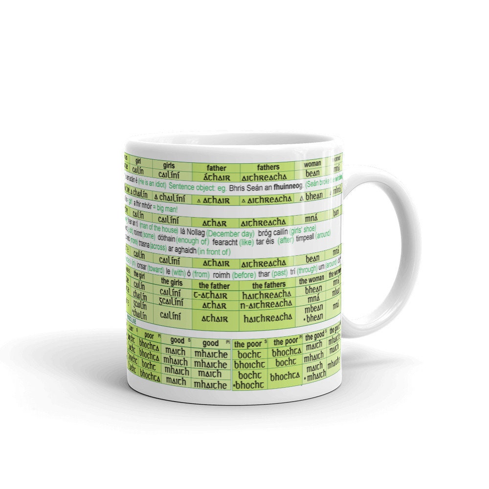 Irish Gaeilge Declensions Mug - Etsy