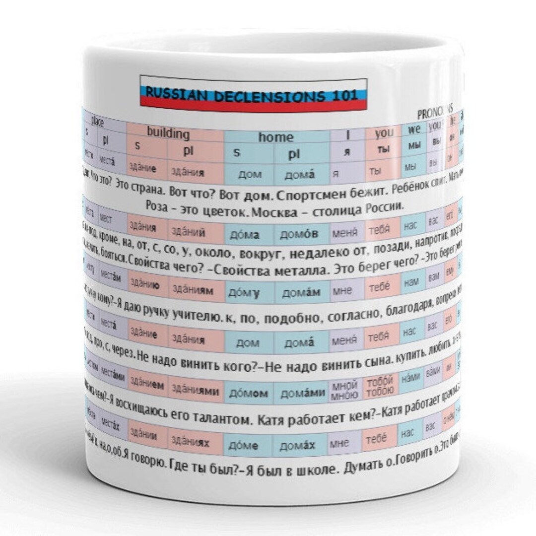 Russian Declensions and Cases Grammar Mug - Etsy